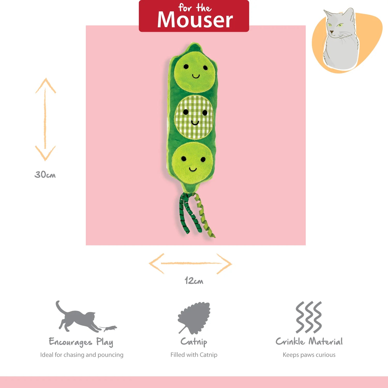 Happy Pet Tabby Patch Pea Pod Kicker Cat Toy | Joii Pet Shop